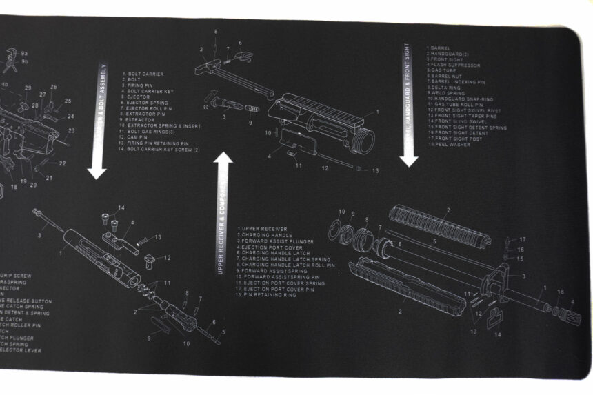 Gun Cleaning Mat for AR15 Breakdown Schematics AR-15 Parts Diagram ...
