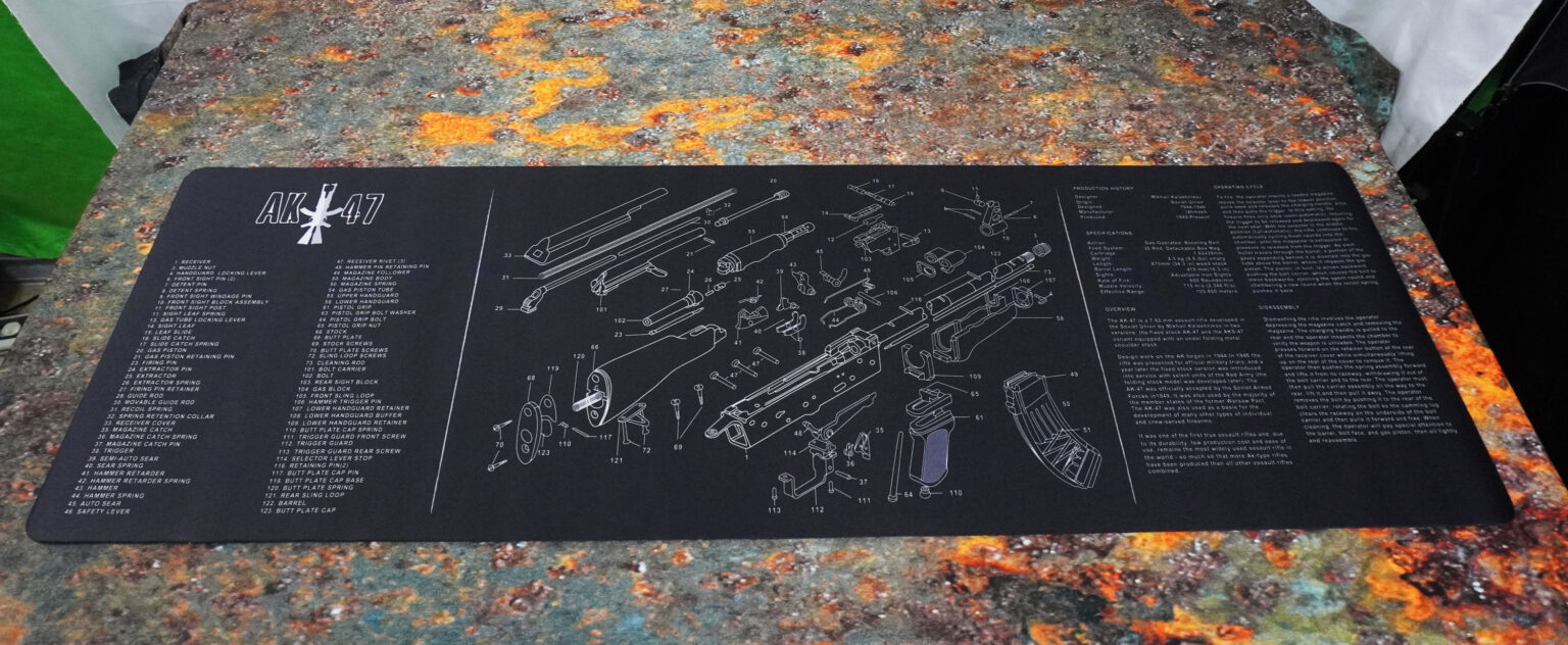 Gun Cleaning Mat for AK47 Breakdown Schematics AK-47 Parts Diagram ...