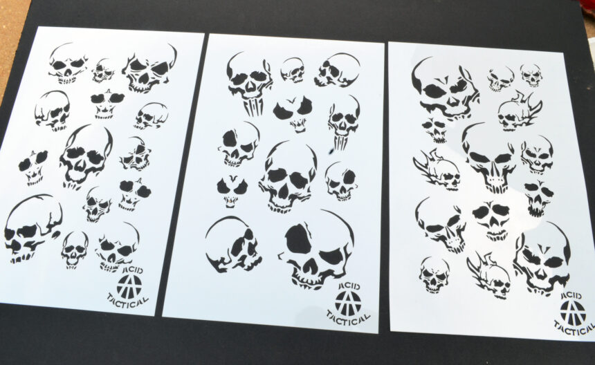 PUNISHER & SKULLS - RC Model Spray Paint Camo Gun Stencils ADHESIVE ...