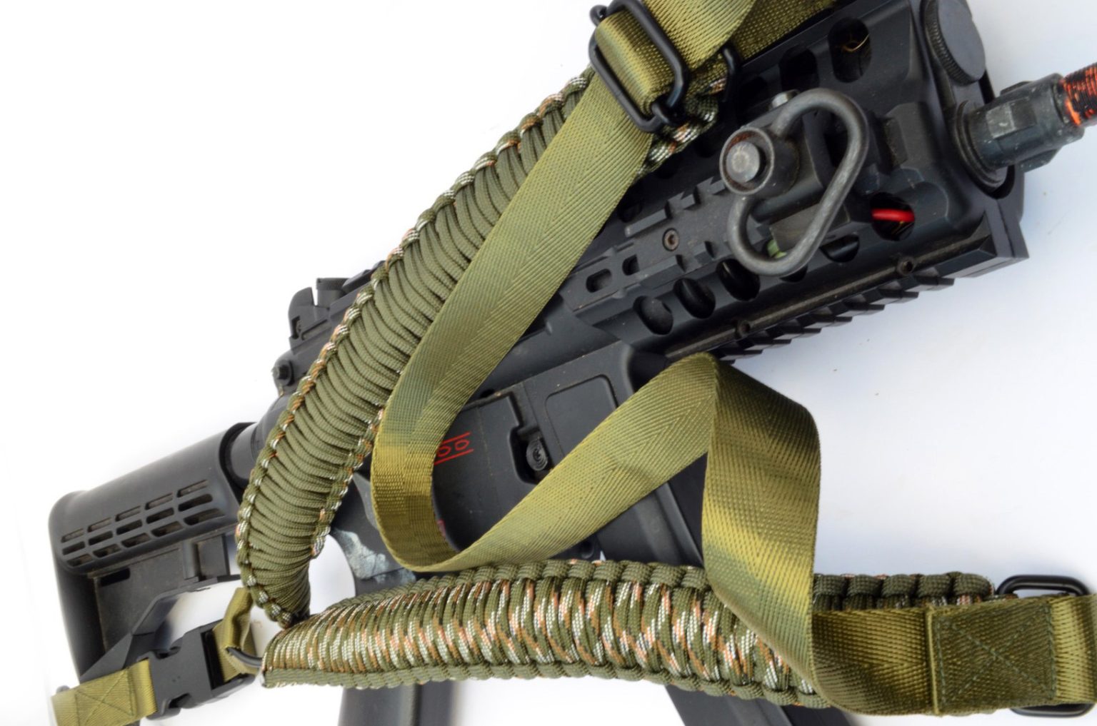 GREEN CAMO / GREEN - Single Point Tactical Paracord Rifle Gun Sling ...
